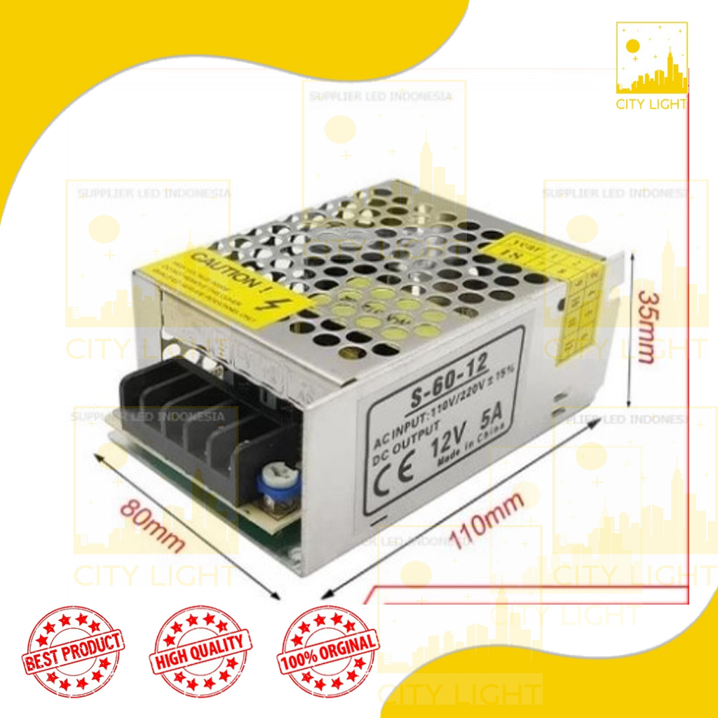 Jual Travo 5A 12V Led Strip Power Supply Trafo 5 Ampere | Shopee Indonesia