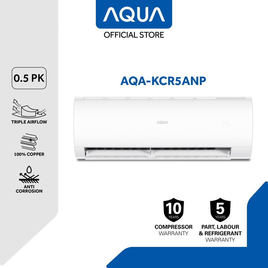 Jual AQUA Japan Turbo Cool Air Conditioner 1/2 PK AQA-KCR5ANP | Shopee ...