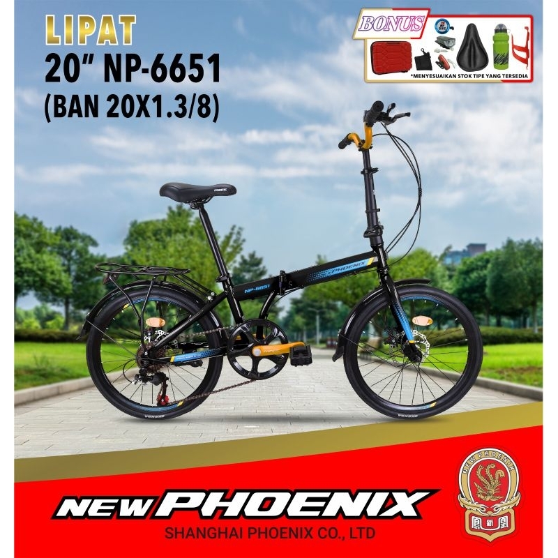 Jual Sepeda Lipat 20 New Phoenix NP 6651 Cakram Banyak Bonus Murah ...