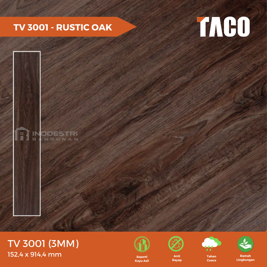 Jual TACO Lantai Vinyl 3mm TV 3001 Rustic Oak / Lantai Motif Kayu Taco ...