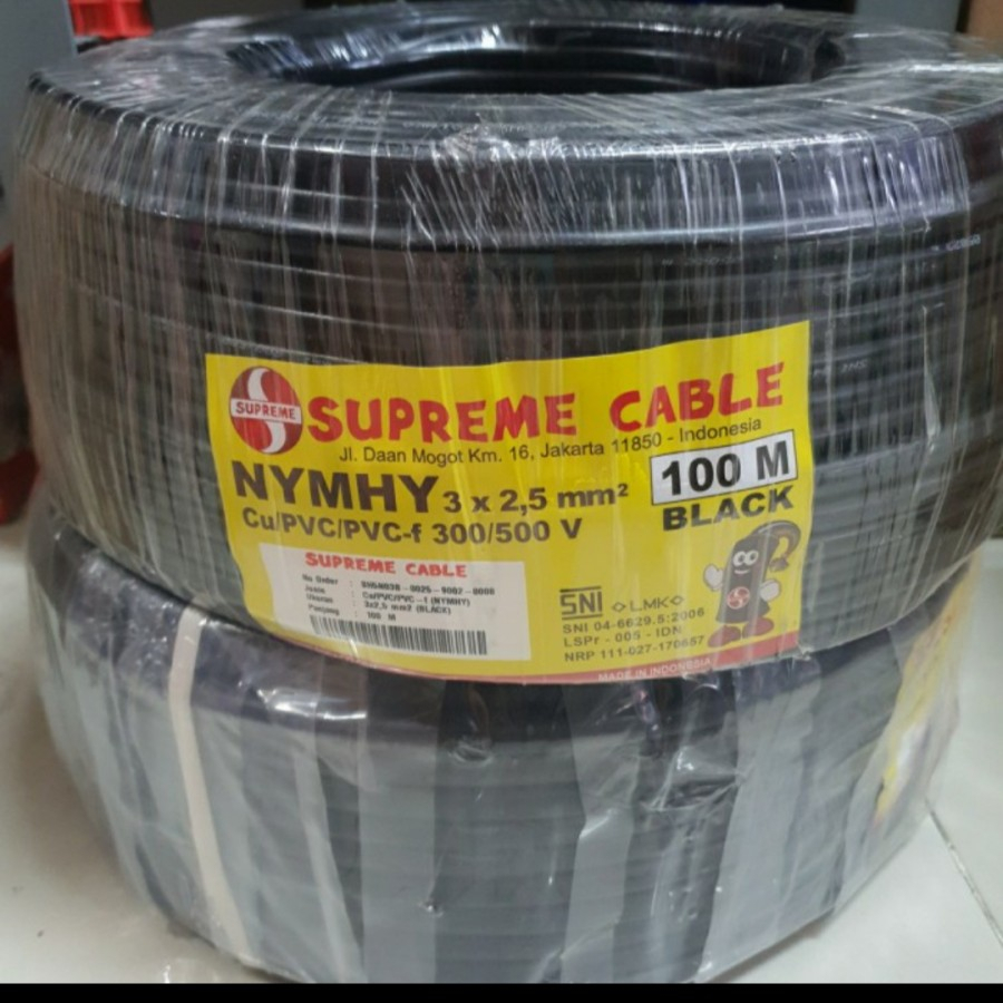 Jual SUPREME NYMHY 3X2.5 HITAM SERABUT JUAL PER ROLL 100 METER | Shopee ...