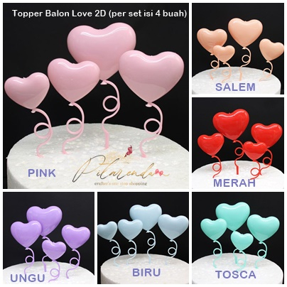 Jual TOPR-64 : Cake Topper Balon Love 2D (per set isi 4 buah) | Shopee ...