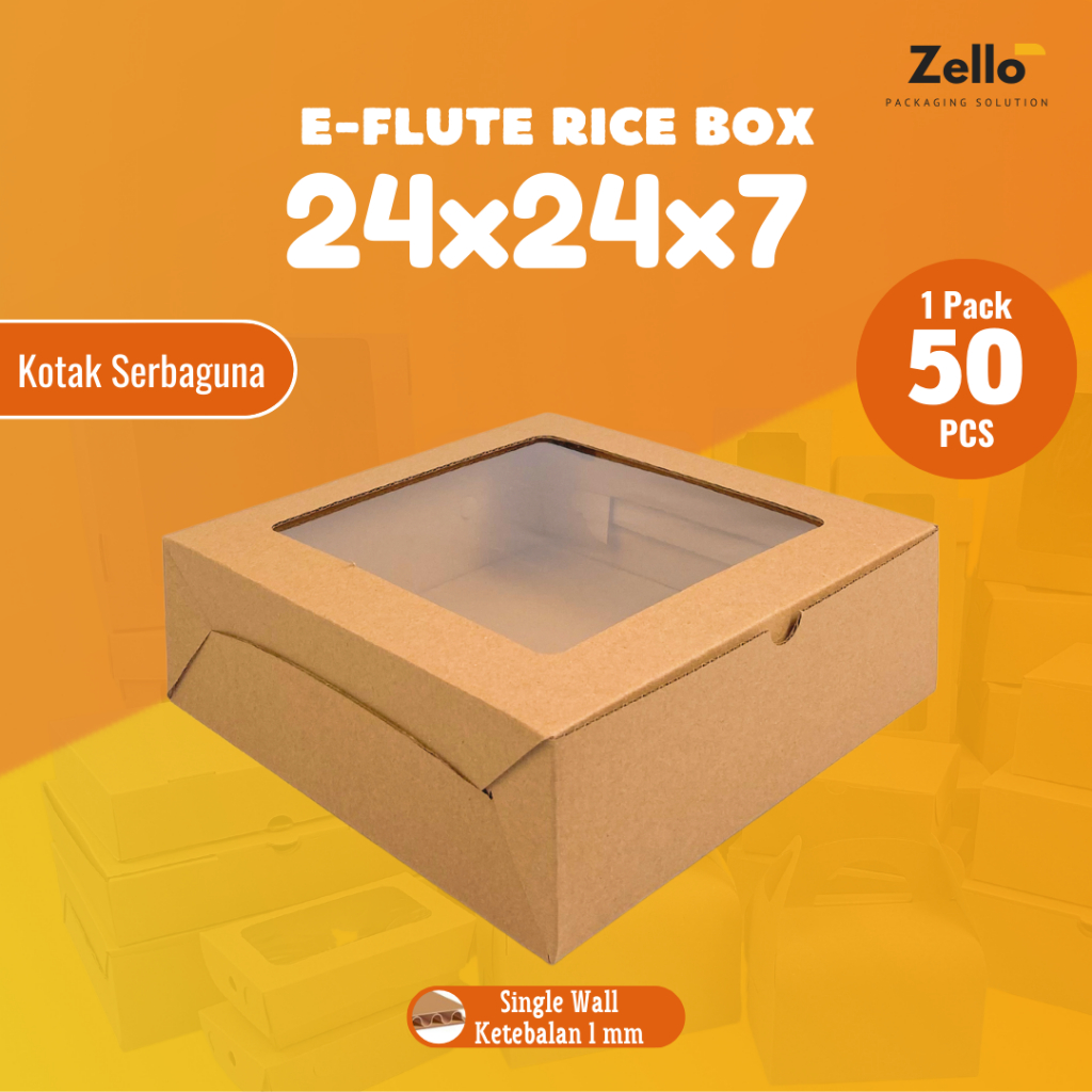 Jual E-Flute Kardus Kemasan Parcel Box Roti Kue Cake 24x24x7 cm ...