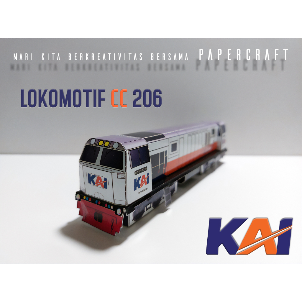 Jual 3D Papercraft Kereta Api Indonesia Lokomotif CC 206 Pola Kertas DIY | Shopee Indonesia