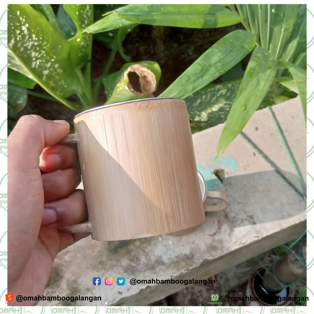 Jual Cangkir Bambu Stainless Mug Gelas Bambu Polos dalam Stainless ...