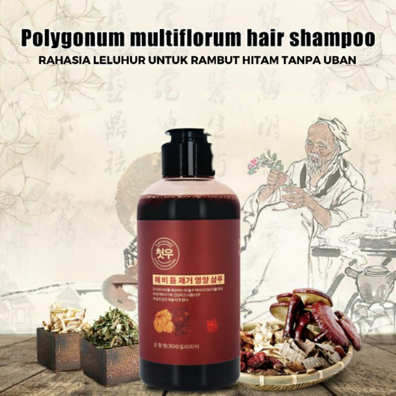 Jual Polygonum multiflorum shampoo white hair to black hair Chinese herbal 300ml | Shopee Indonesia