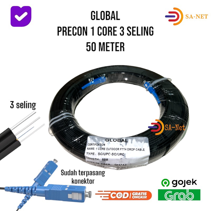 Jual GLOBAL PRECON 1 CORE 3 SELING 50M SC UPC - SC UPC | KABEL FIBER ...