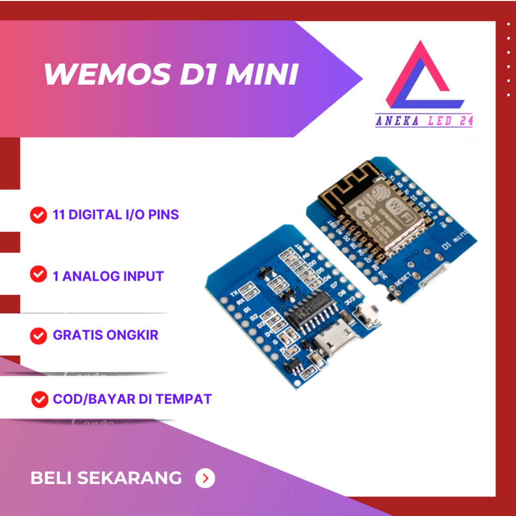 Jual Wemos D1 Mini NodeMcu ESP8266 Mod Wifi Internet | Shopee Indonesia
