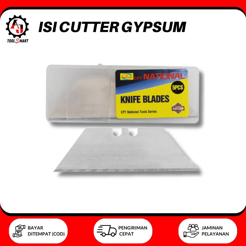 Jual Isi Cutter Gypsum CPT National Refill Knife Blade Isi 5 Pcs ...