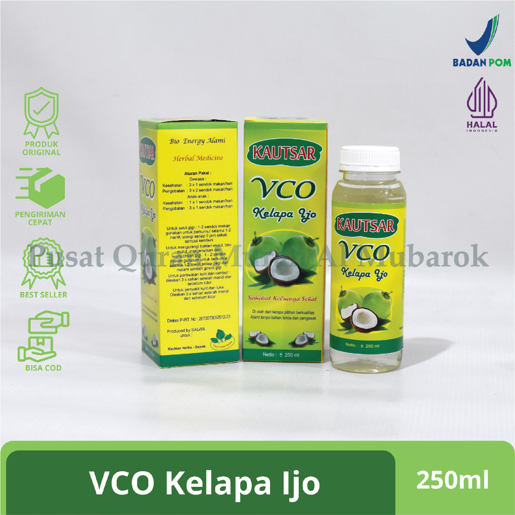 Jual Minyak Kelapa Hijau Kautsar 250ml Per Botol Asli Virgin Coconut ...