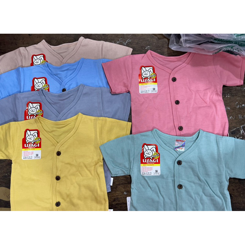 Jual (3pcs) Baju bayi baby kancing l USAGI PREMIUM polos lengan panjang ...