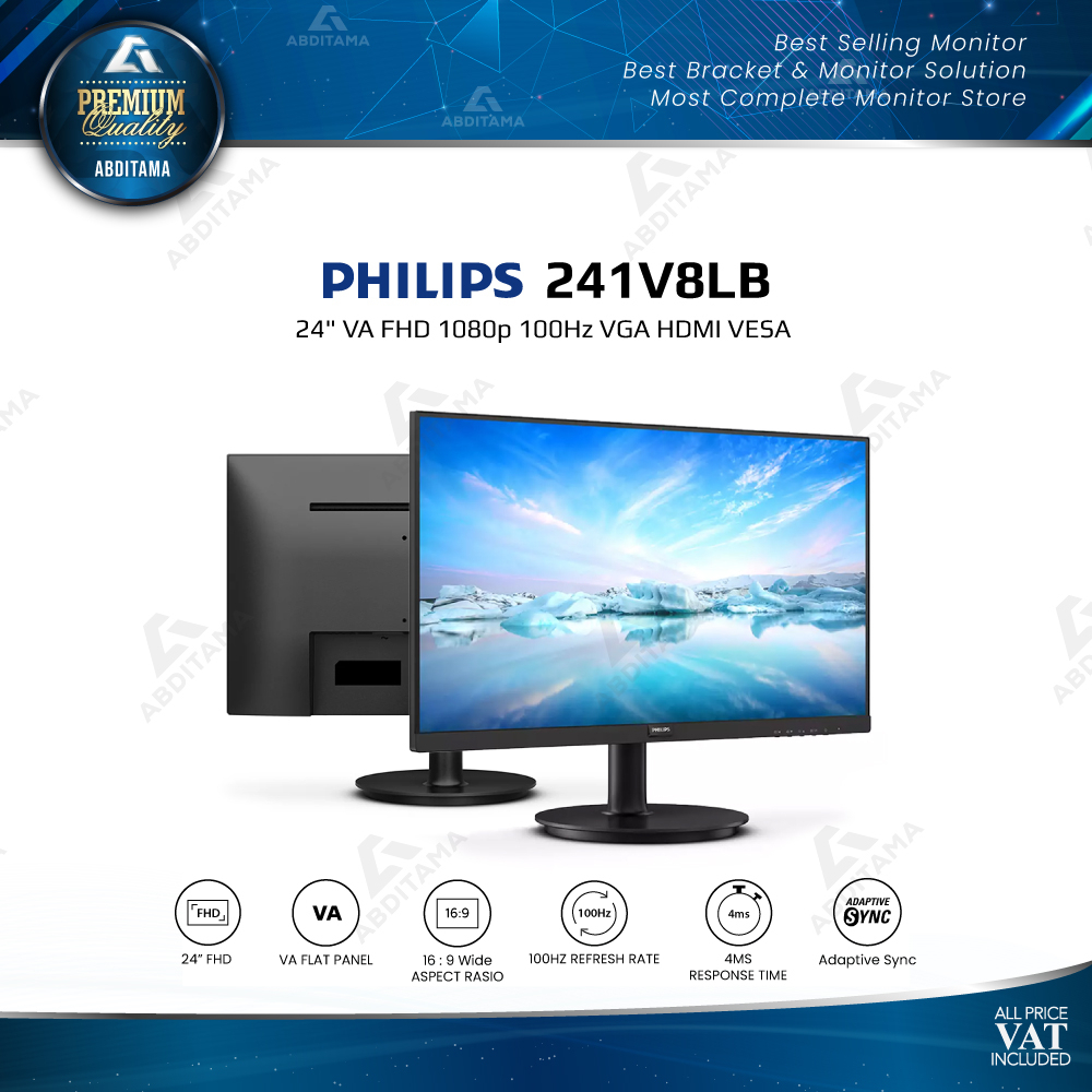 Jual Monitor LED Philips 241V8LB 24" VA FHD 1080p 100Hz VGA HDMI VESA ...