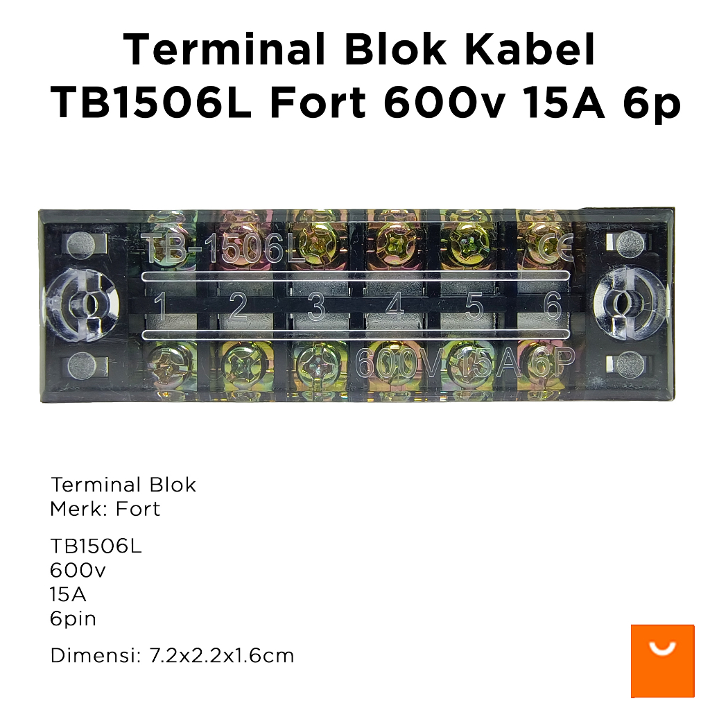 Jual Terminal Blok Kabel TB1506L Fort 600v 15A 6p Terminal Blocks | Shopee Indonesia