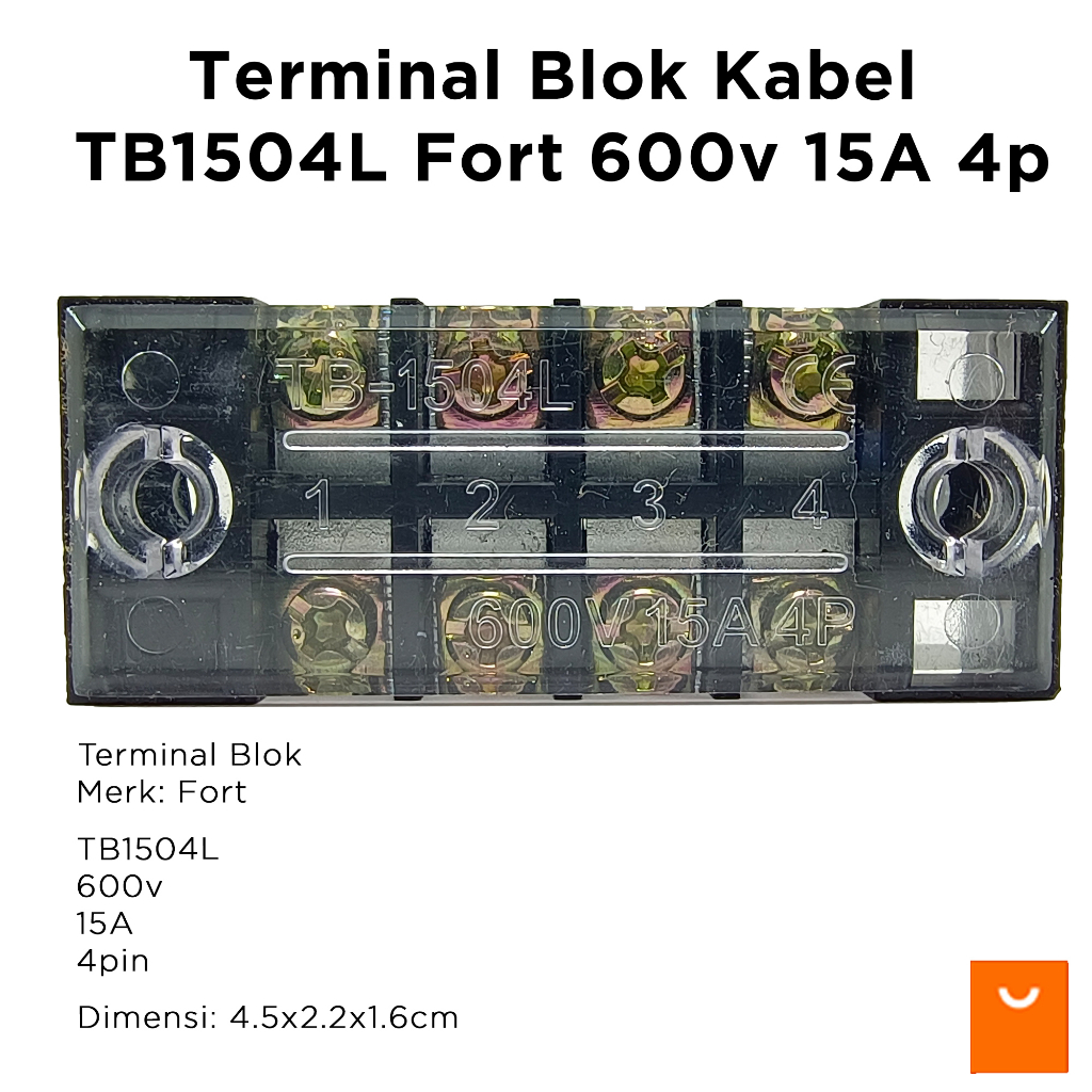 Jual Terminal Blok Kabel TB1504L Fort 600v 15A 4p Terminal Blocks ...