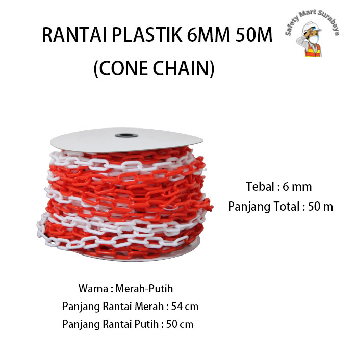 Jual Rantai Plastik 6mm 50m / Rantai Safety Cone Chain | Shopee Indonesia