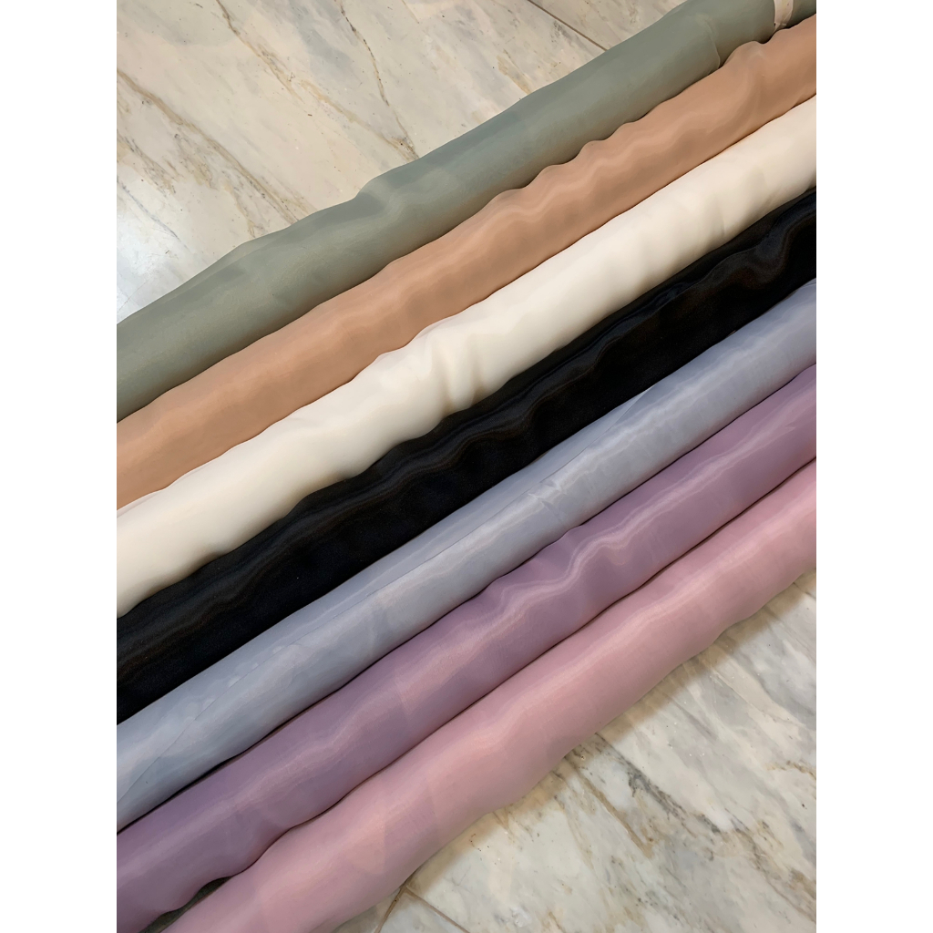 Jual Kain Bahan Organza Organdi Kaca Lemas Premium Warna Hitam Black ...