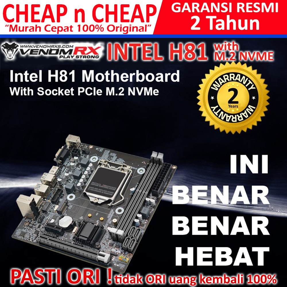 Jual Venom RX H81 M2 NVMe VGA HDMI - Motherboard LGA 1150 VenomRX H81 | Shopee Indonesia