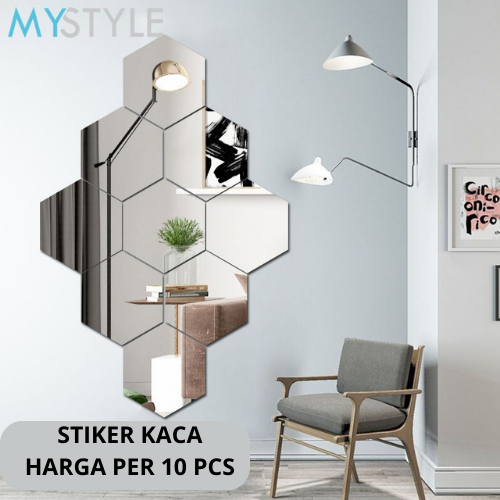 Jual Stiker Cermin Tempel Dinding hexagonal Kamar Mandi WC Mirror Wall ...
