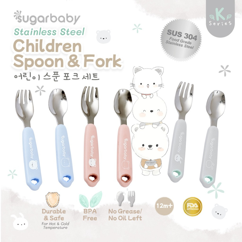 Jual Sugar Baby Stainless Steel Children Spoon & Fork/ Sendok Garpu ...
