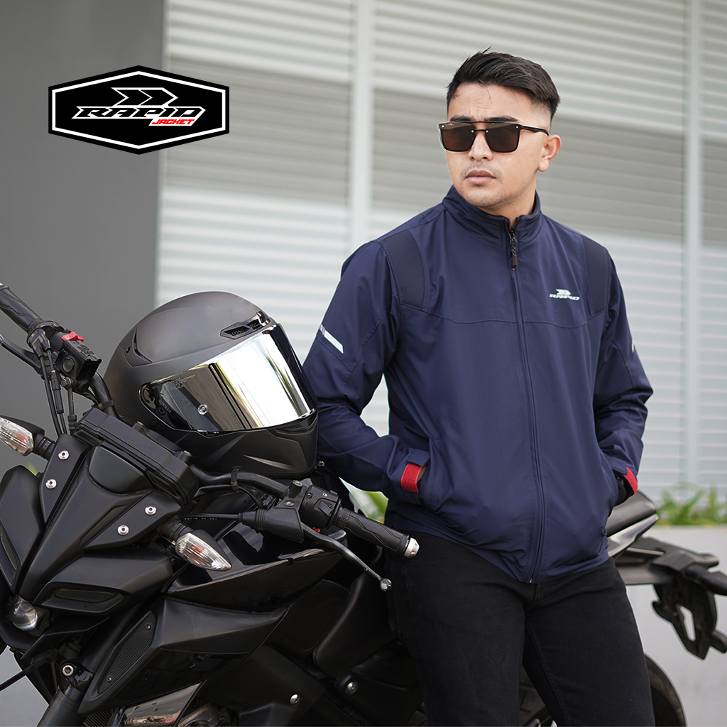 Jual Jaket motor pria riding premium harian RAPID SKYLINE Navy Biru ...