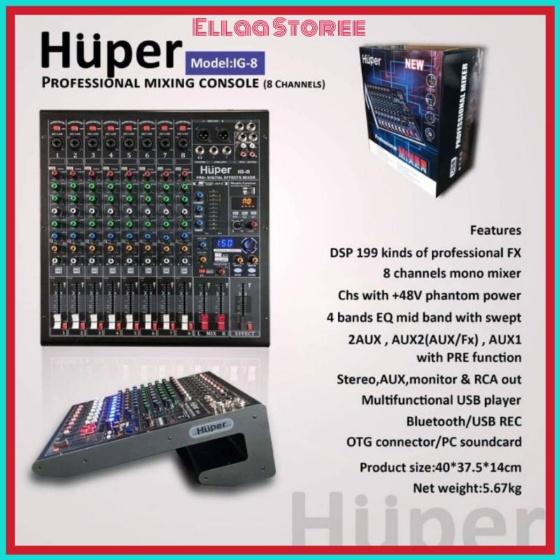Jual Mixer HUPER IG-8 BLUETOOTH USB 8 CHANNEL GARANSI RESMI 1 TAHUN | Shopee Indonesia