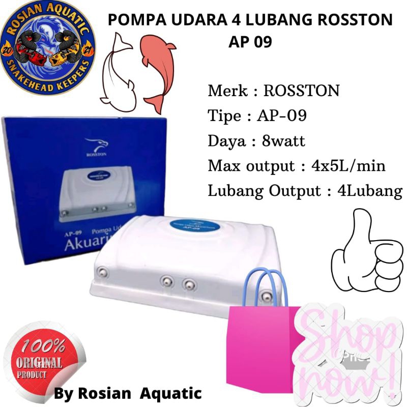 Jual Pompa Udara AIRPUMP AERATOR ROSSTON AP09 4 LUBANG | Shopee Indonesia