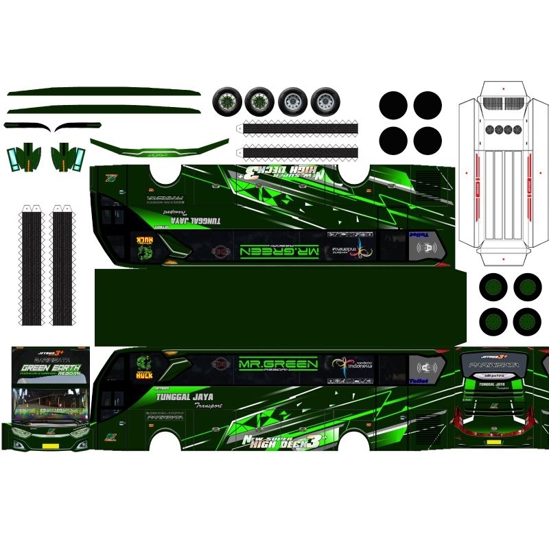 Jual Lembaran Pola Papercraft Bus skala 50 Tuan muda nafit trans putra ...