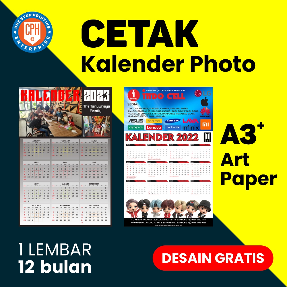 Jual CETAK KALENDER PHOTO DESAIN GRATIS A3+ | Shopee Indonesia