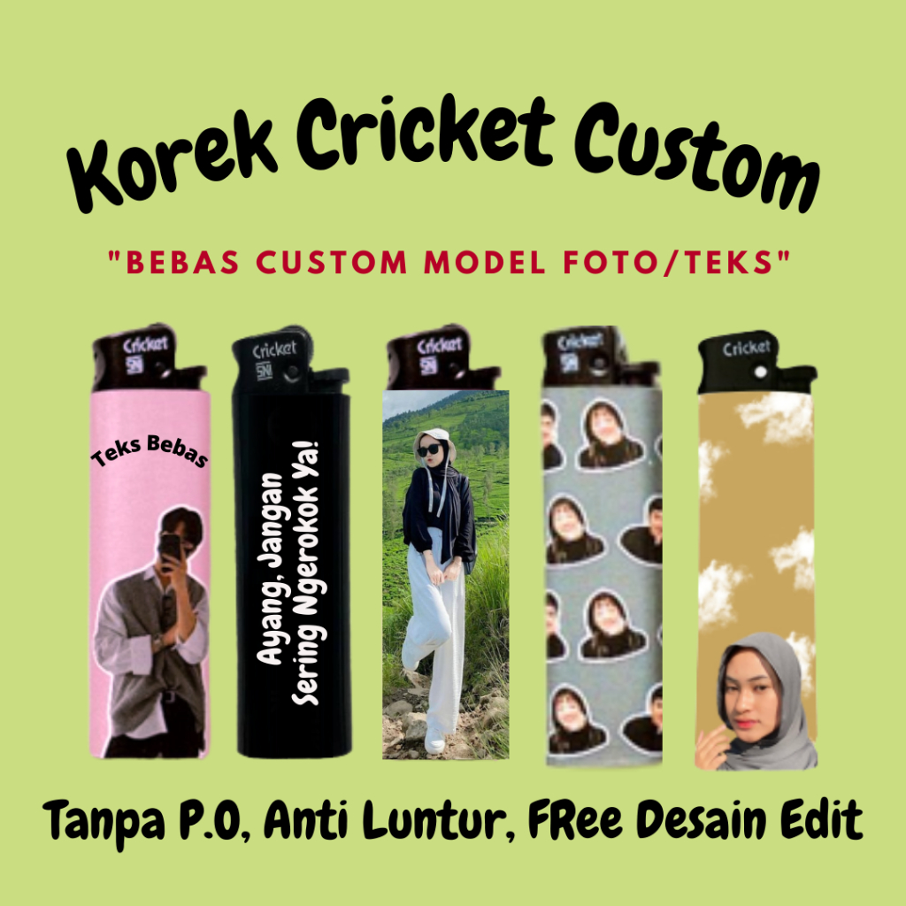 Jual Korek Cricket Custom Bebas Gambar Foto Korek Cricket Kado Gift ...