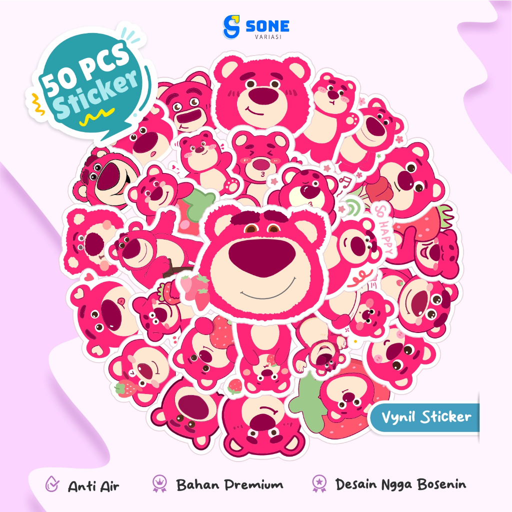Jual Stiker Lotso Lucu Aesthetic – Vinyl Anti Air untuk Laptop, Buku ...