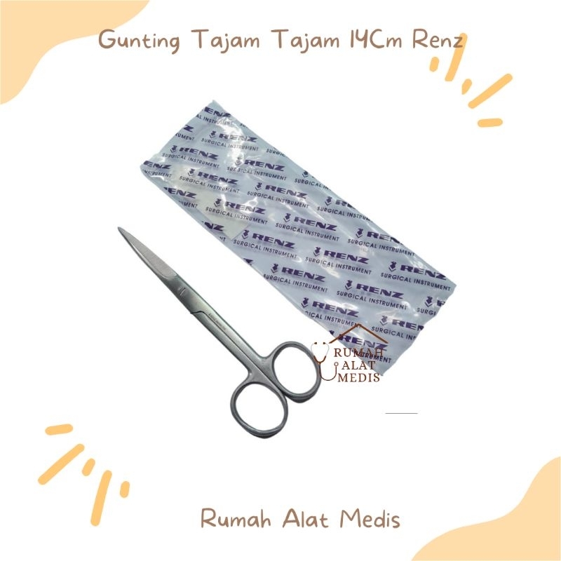 Jual Gunting Tajam-Tajam 14cm RENZ Lurus / Bengkok / Gunting TaTa 14 cm ...