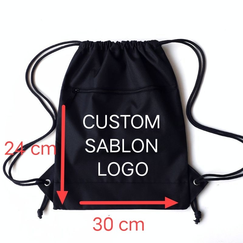 Jual Tas serut custom sablon logo tulisan MINIMAL ORDER 50 PCS | Shopee ...
