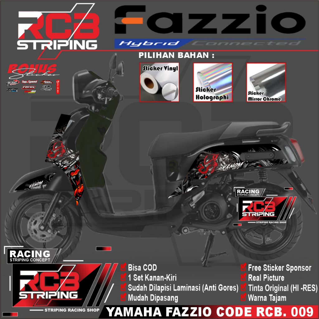 Jual Sticker Striping Sticker Terbaru Yamaha Fazzio Yamaha Fazzio Variasi RCB 009 | Shopee Indonesia