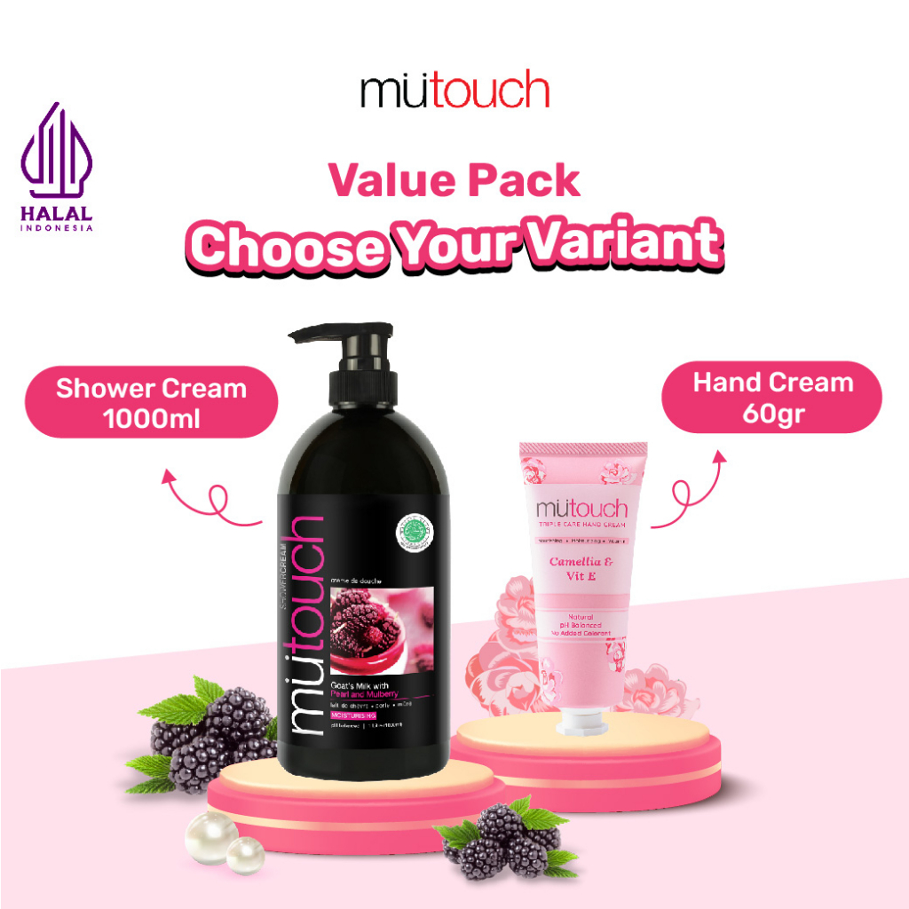 Jual PAKET MuTouch Shower Cream 1000ml + Triple Care Hand Cream 60gr ...