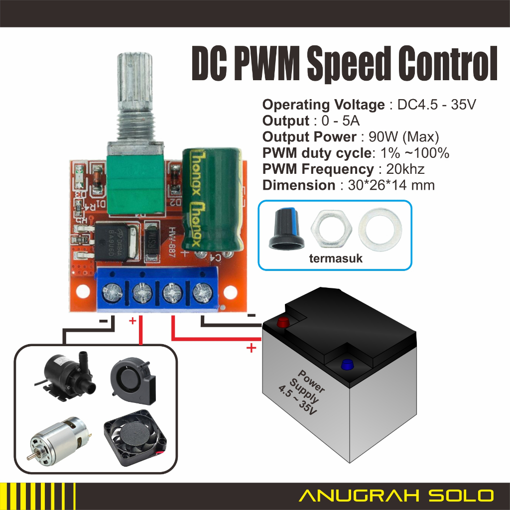 Jual Speed Control DC Motor 5A Modul Pengatur Kecepatan Motor DC 4.5-35V | Shopee Indonesia