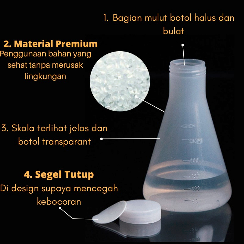 Jual Tabung Gelas Ukur Lab Bentuk Labu Kerucut Erlenmeyer Flask dan ...