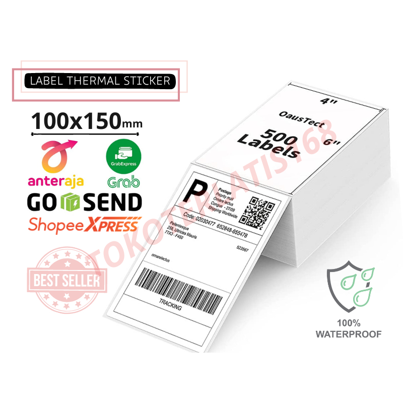 Jual Label Barcode Direct Thermal 100 X 150 mm 100x150 4x6" isi 500pcs ukuran A6 | Shopee Indonesia