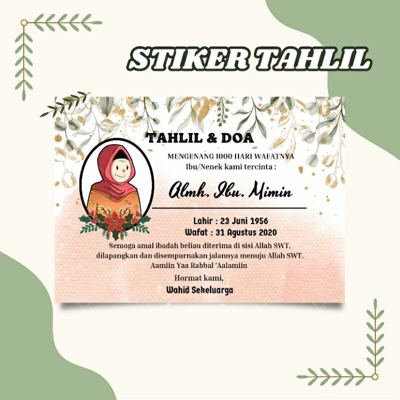 Jual Stiker Nasi Kotak Acara Tahlil 40/100 /1000 Hari / Stiker Murah ...