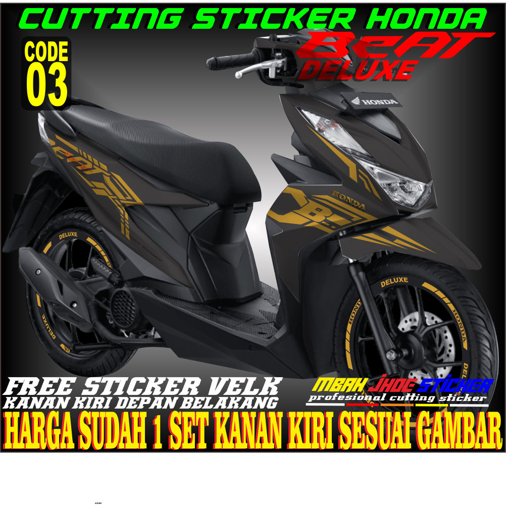 Jual CUTTING STICKER BEAT DELUXE CODE 03 BODY HITAM | Shopee Indonesia
