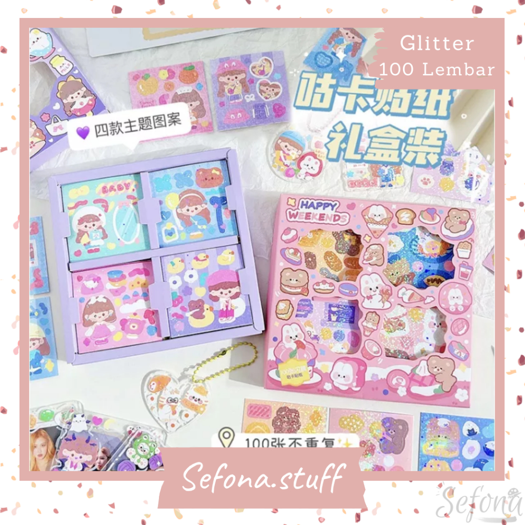 Jual 100 pcs Stiker Box Motif Kartun Glitter Momo Anti Air Sticker Hp ...