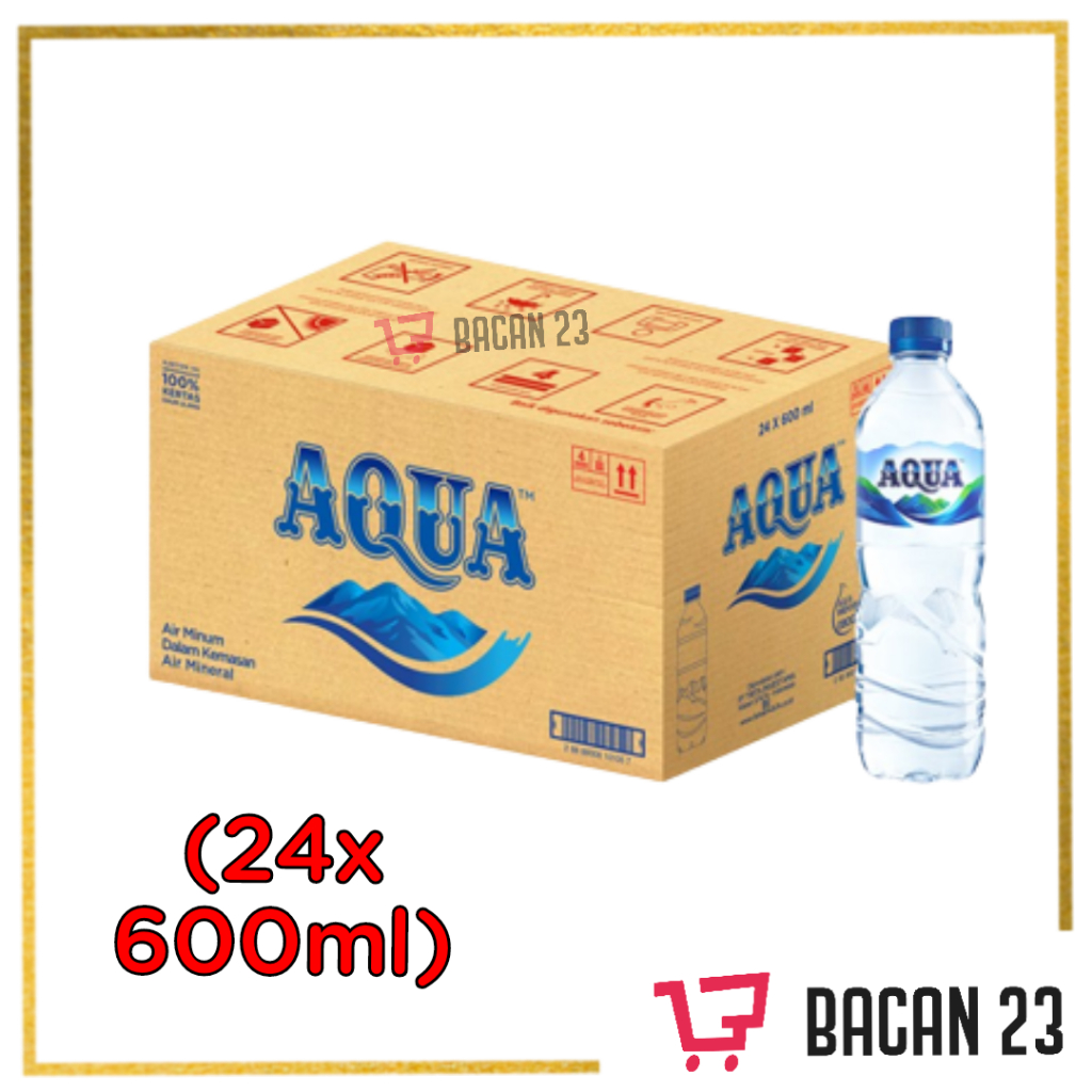 Jual Aqua Air Mineral Dus ( 600 ml x 24 ) / Air Aqua / Bacan 23 - Bacan23 | Shopee Indonesia
