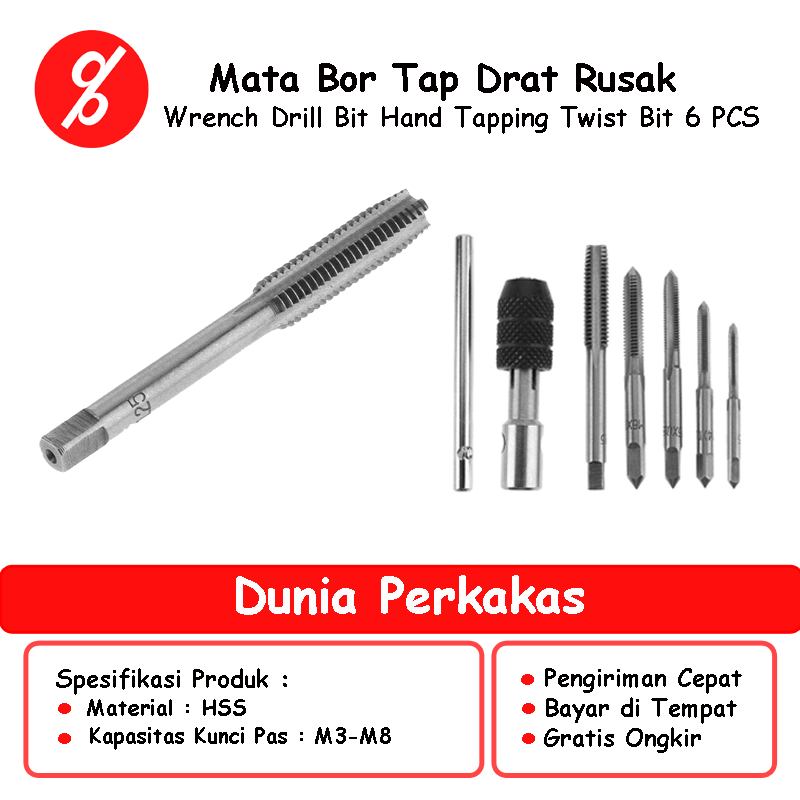 Jual Mata Bor Tap Drat Rusak Hand Tap Wrench Drill Bit Hand Tapping ...