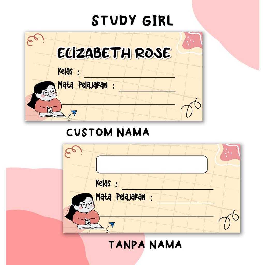 Jual Sticker Buku Pelajaran Custom Pakai Nama Aesthetic / Custom Book ...