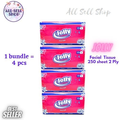 Jual Jolly facial tissue 250 Sheets/ 2 Ply 1 bundle isi 4 Pcs Murah ...