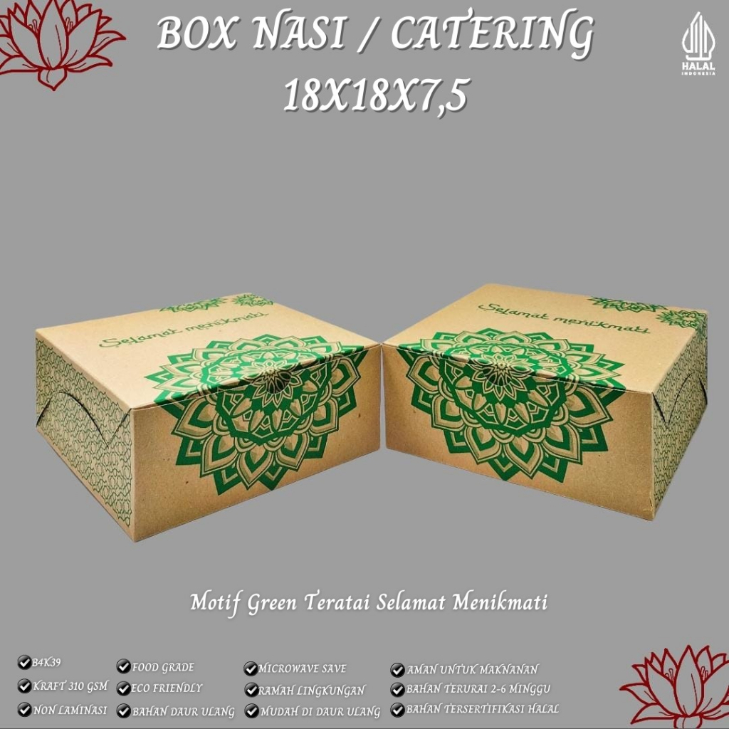 Jual Dus Nasi Box Catering Dus 18x18 Teratai (B4K39) | Shopee Indonesia
