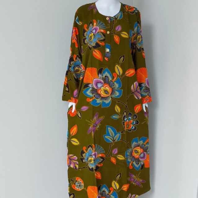 Jual COD Longdress Lengan Panjang Asli Batik Kencana Ungu Label Biru - Daster Panjang Semata ...