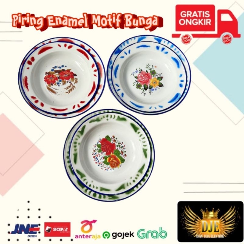 Jual Piring Enamel/Kaleng Seng/motif bunga/Jadul/Vintage Kuno unik ...