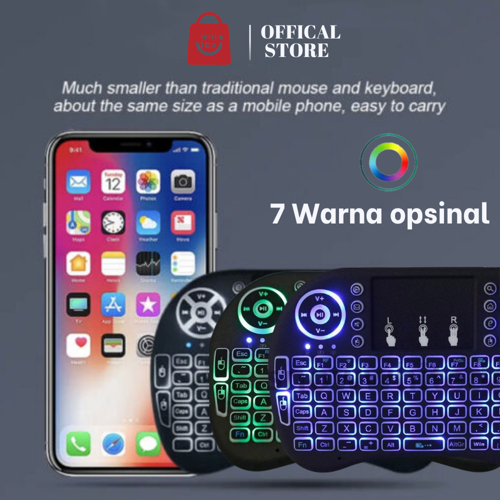 Jual Mini Keyboard i8 Wireless Touchpad Mouse NEW 7 Color Backlit ...