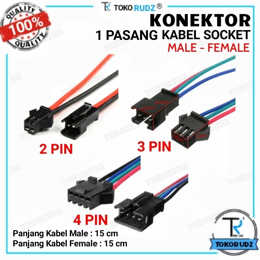 Jual Konektor Kabel Soket DC LED SM Terminal Sambungan Kabel Socket 2 3 ...