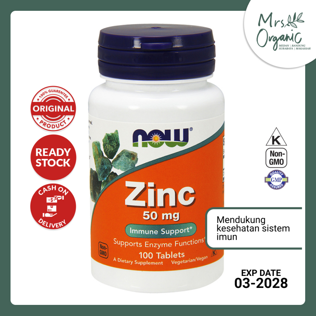 Jual Vitamin Suplemen Mineral Zinc Gluconate 50 mg Now 100 Tablet ...